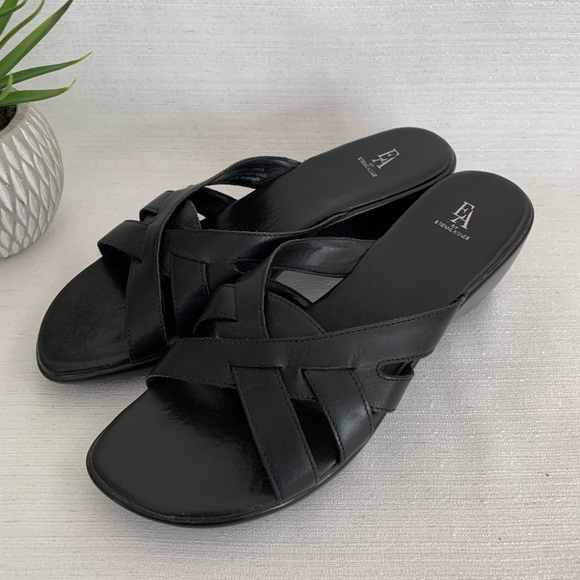 Etienne Aigner | Shoes | Etienne Aigner Rhonda Black Leather Wedge ...
